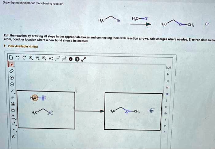 Draw the mechanism for the following reaction: H-C-O H-C -CH Br Identify the atom, bond, or ...