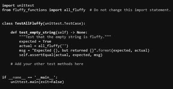 Solved Import Unittest From Fluffyfunctions Import Allfluffy Do Not 6209