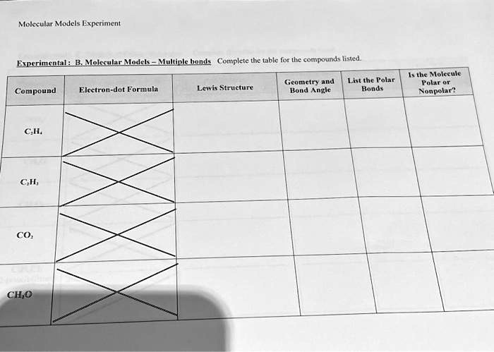 SOLVED: Texts: Molecular Models Experiment Experimental: B. Molecular ...