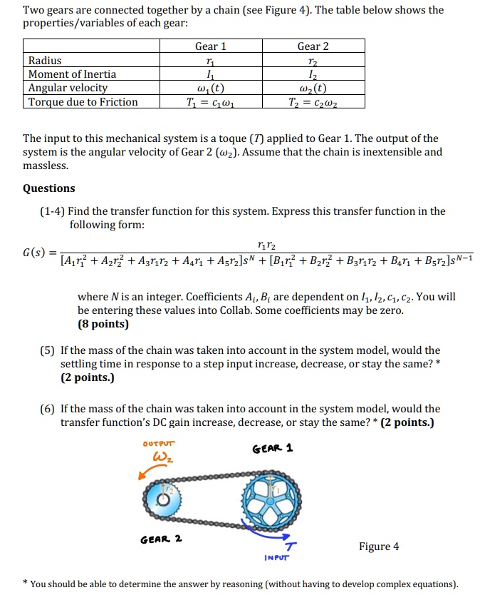 two gears are connected together by chain see figure 4 the table below ...