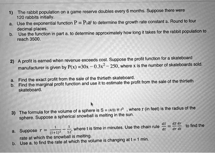 SOLVED: The rabbit population on a game reserve doubles every 6 months ...