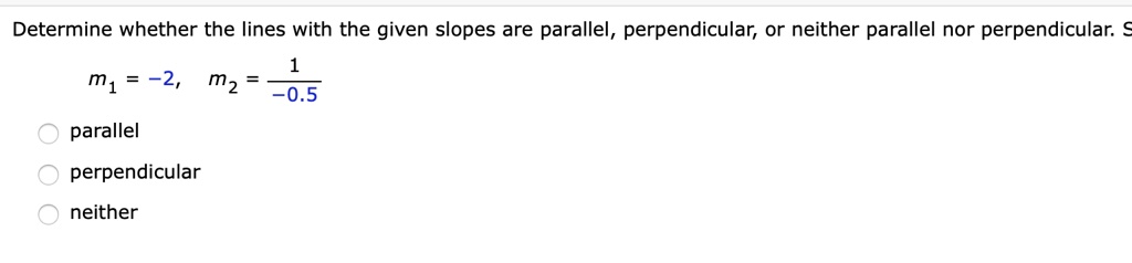 SOLVED:Determine whether the lines with the given slopes are parallel ...