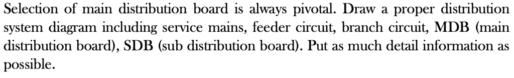SOLVED: Selection of the main distribution board is always pivotal ...