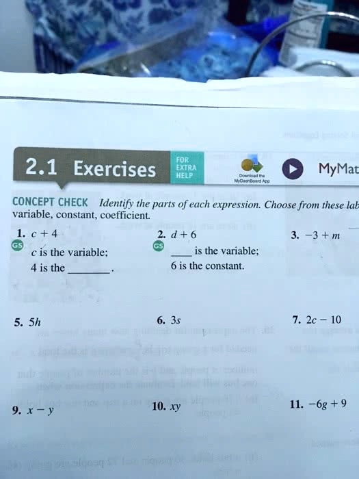 Solved Concept Check Identify The Parts Of Each Expression Choose From These Lab Variable