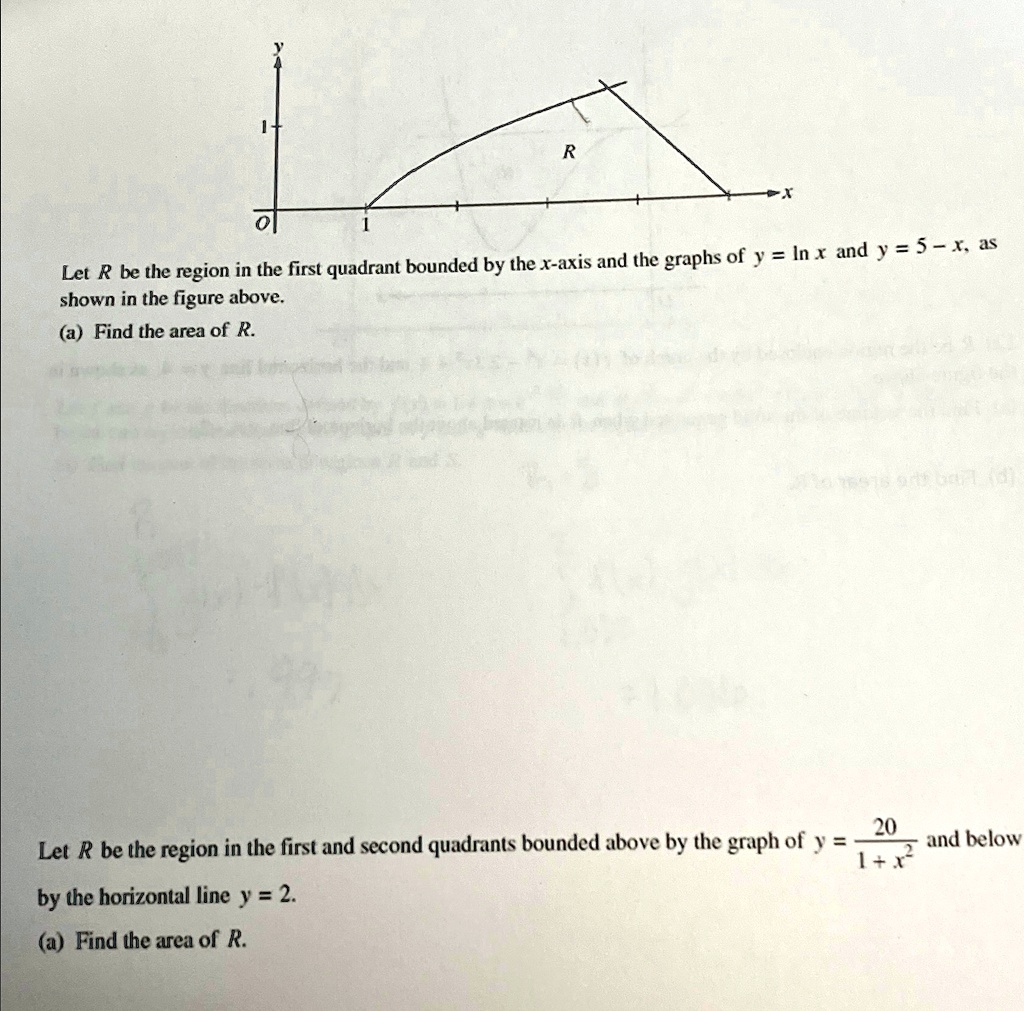 Let R be the region in the first quadrant bounded by the x-axis and the graphs of y = ln x and y ...