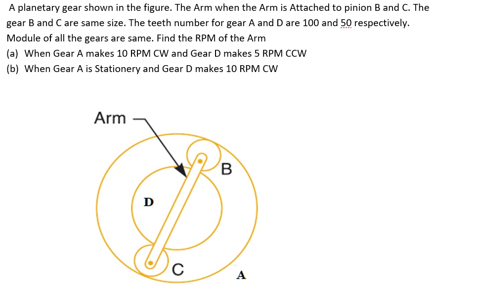 A planetary gear shown in the figure. The Arm when the Arm is Attached ...
