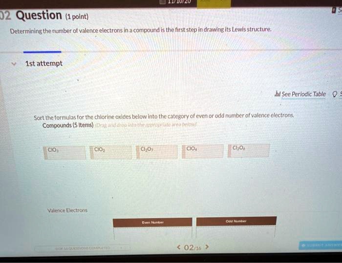 SOLVED: Question (1 point): Determining the number of valence electrons ...
