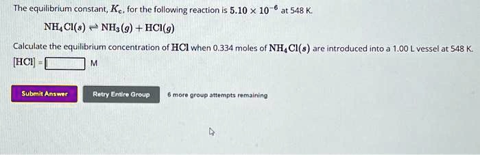 The equilibrium constant, Kc, for the following reaction is 5.10 × 10 ...