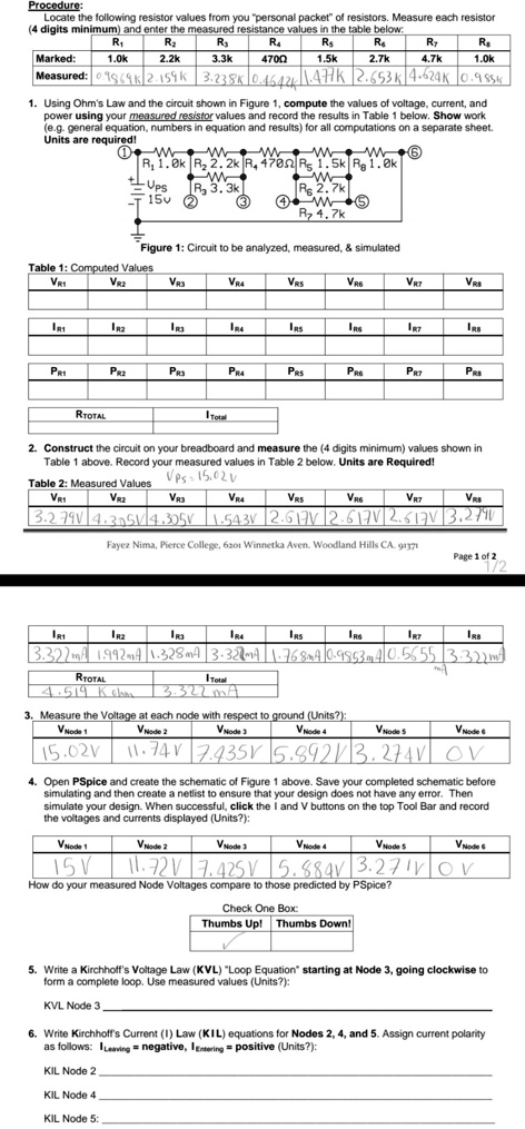 SOLVED: Please fill out the empty boxes showing steps using the hand-written measured values and ...