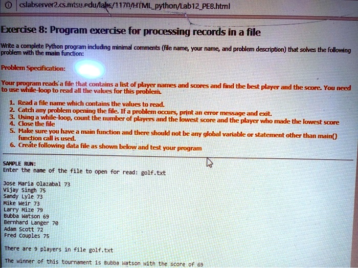 Solved Aslabserver2csrtsuedulals1170htmlpythonlab12pe8html Exercise 8program Exercise