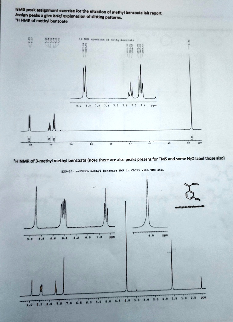 nmr peak assignment exercise for the nitration of methyl benzoate lab ...