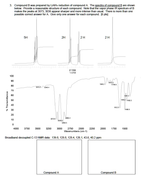 SOLVED: Compound was prepared by LiAIH reduction compouna The spectra ...