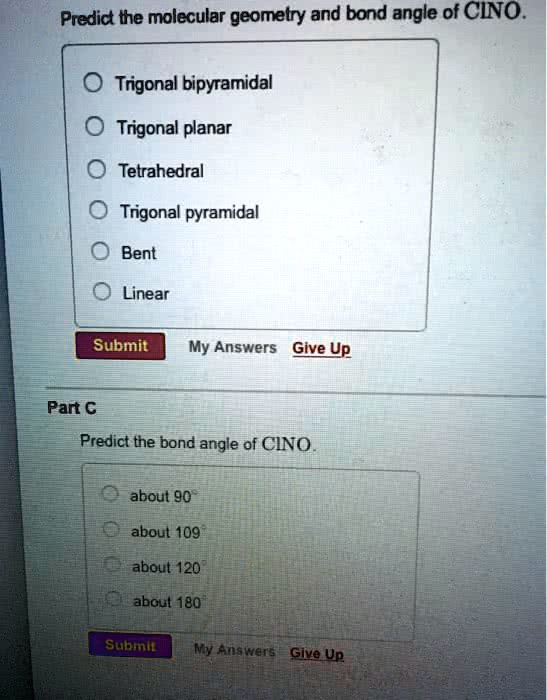 chap10 predict the molecular geometry and bond angle of cino trigonal ...
