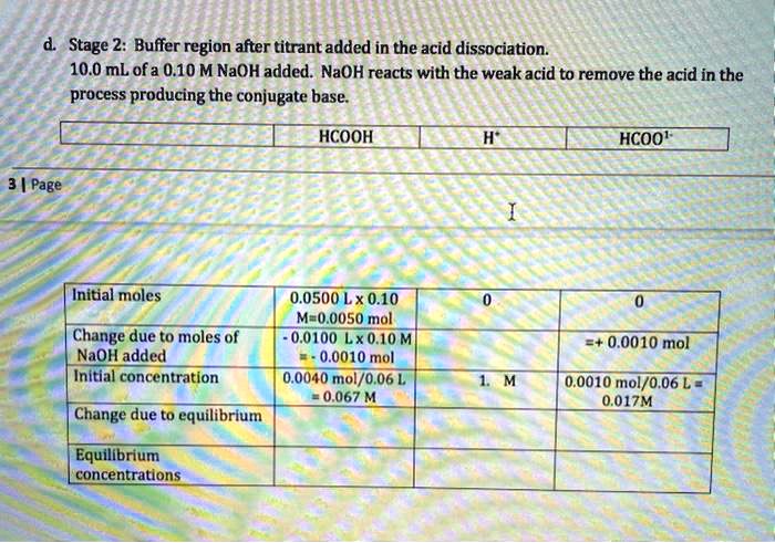 stage 2 buffer region after titrant added in the acid dissociation 100 ...