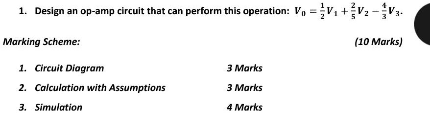 1 design an op amp circuit that can perform this operation vo 5 3 ...