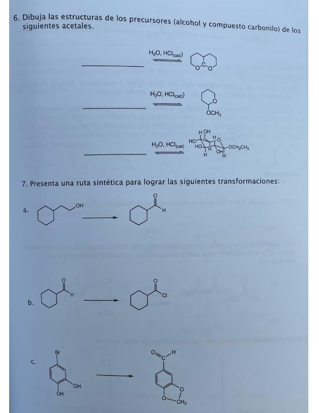 SOLVED: 6. Dibuja las estructuras de los precursores (alcohol y ...