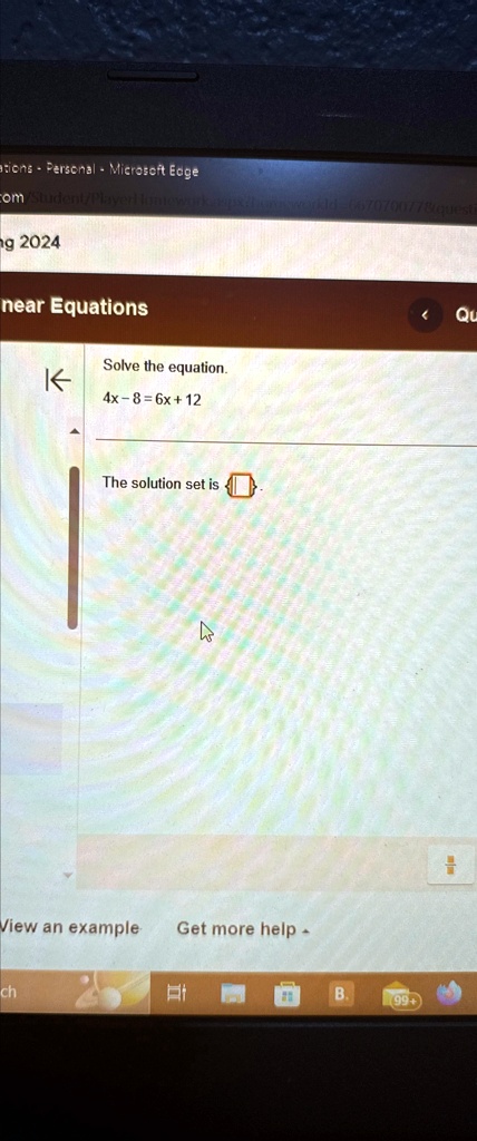 SOLVED: aions - Personal - Microsoft Edge 2024 Linear Equations Solve ...