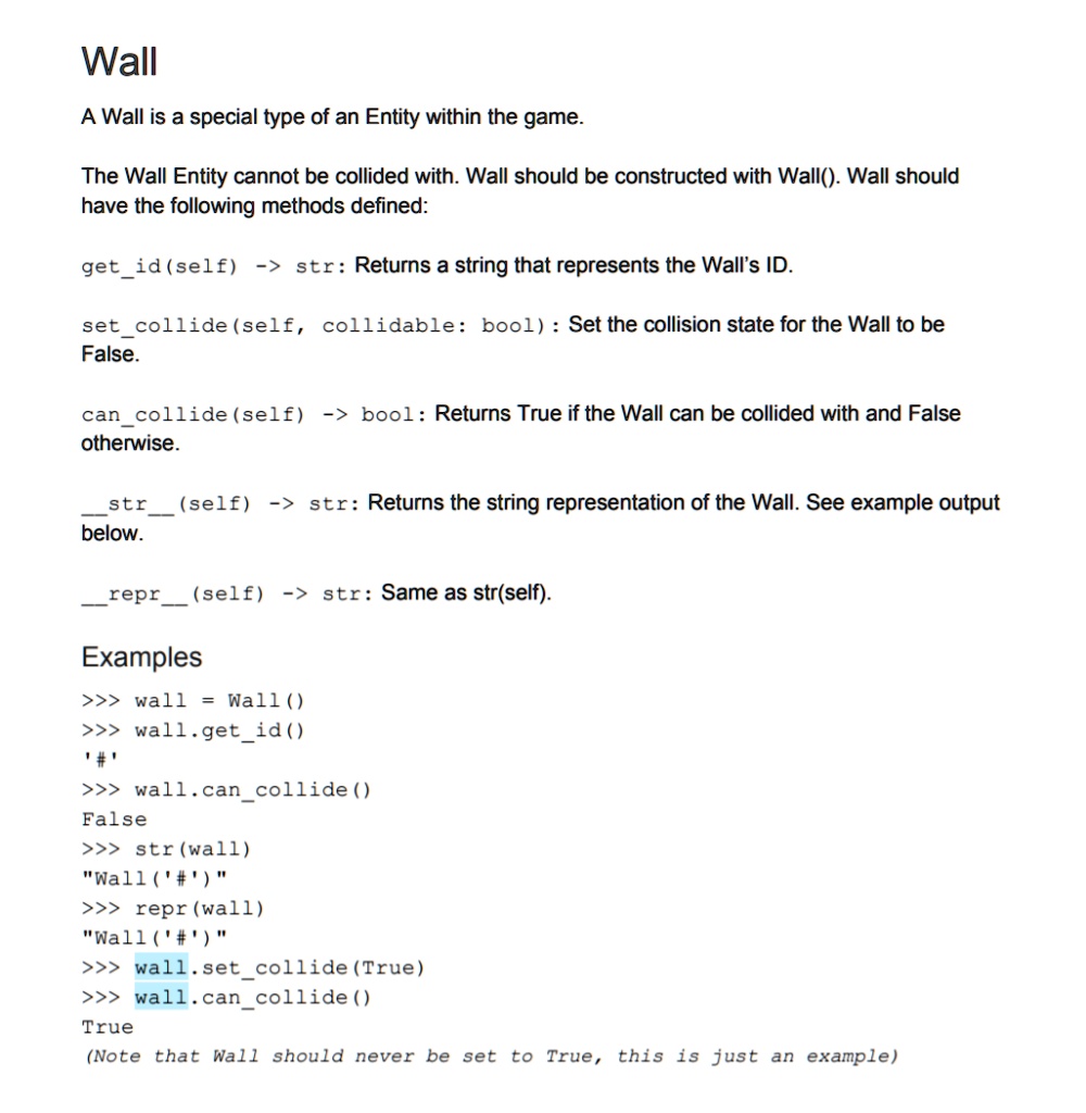 Solved Use Class In Python How To Class Wall And Def Init Also Def Each Function Above Wall A