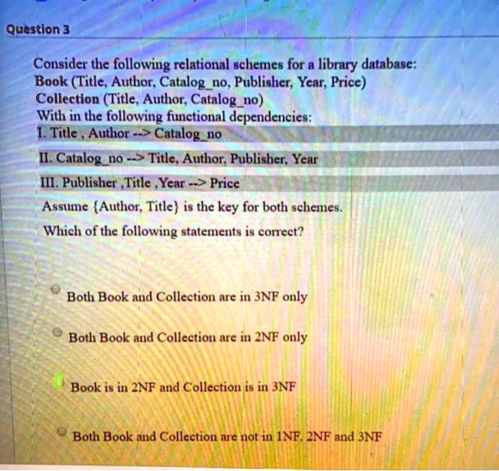SOLVED: Question 3 Consider the following relational schemes for a ...
