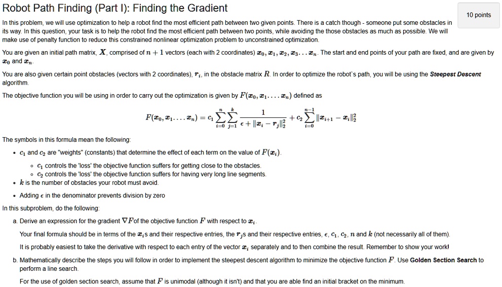Robot Path Finding Part I Finding The Gradient In This Problem We Will Use Optimization To