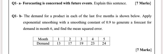 SOLVED: Q1- a: Forecasting is concerned with future events. Explain ...