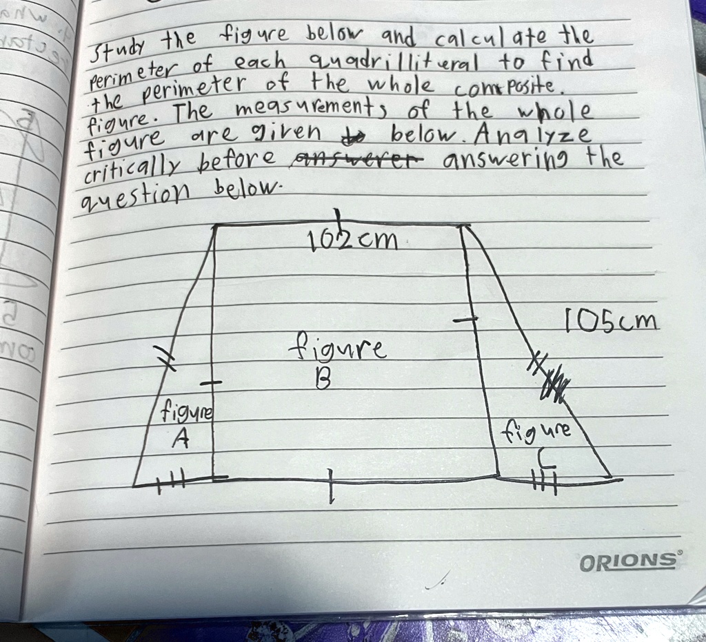 Study the figure below and calculate the perimeter of each quadrilateral to find the perimeter ...