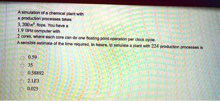 SOLVED: Asimulation of a chemical plant with production processes takes ...