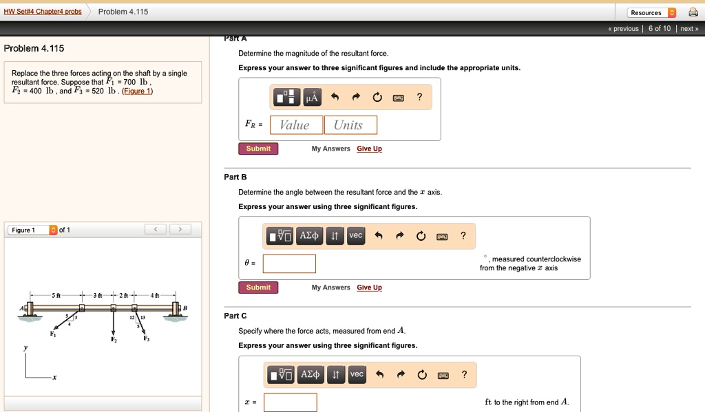 SOLVED: Part A) Determine the magnitude of the resultant force. Part B) Determine the angle ...
