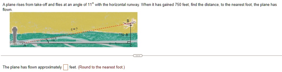 SOLVED: A plane rises from take-off and flies at an angle of 11 with ...