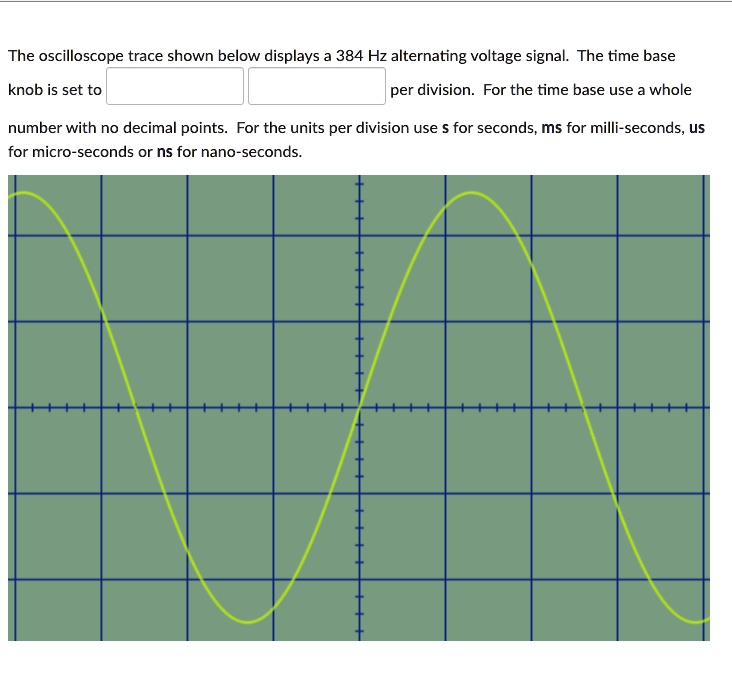 SOLVED: The oscilloscope trace shown below displays 384 Hz alternating ...