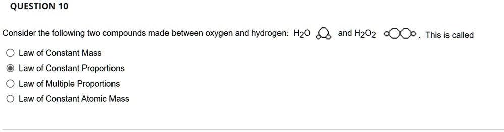 QUESTION 10 Consider the following two compounds made between oxygen ...