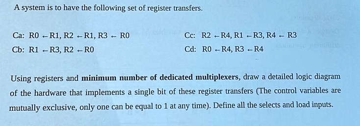 A system is to have the following set of register transfers: Ca -> R0 ...