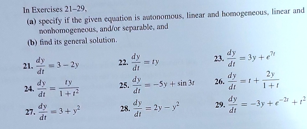 24 and 25 please in exercises21 29 a specify if the given equation is ...