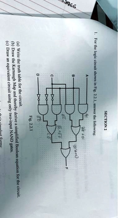SECTION 2 1. For the logic circuit shown in Fig. 2.2.1, answer the following: (a) Write the ...