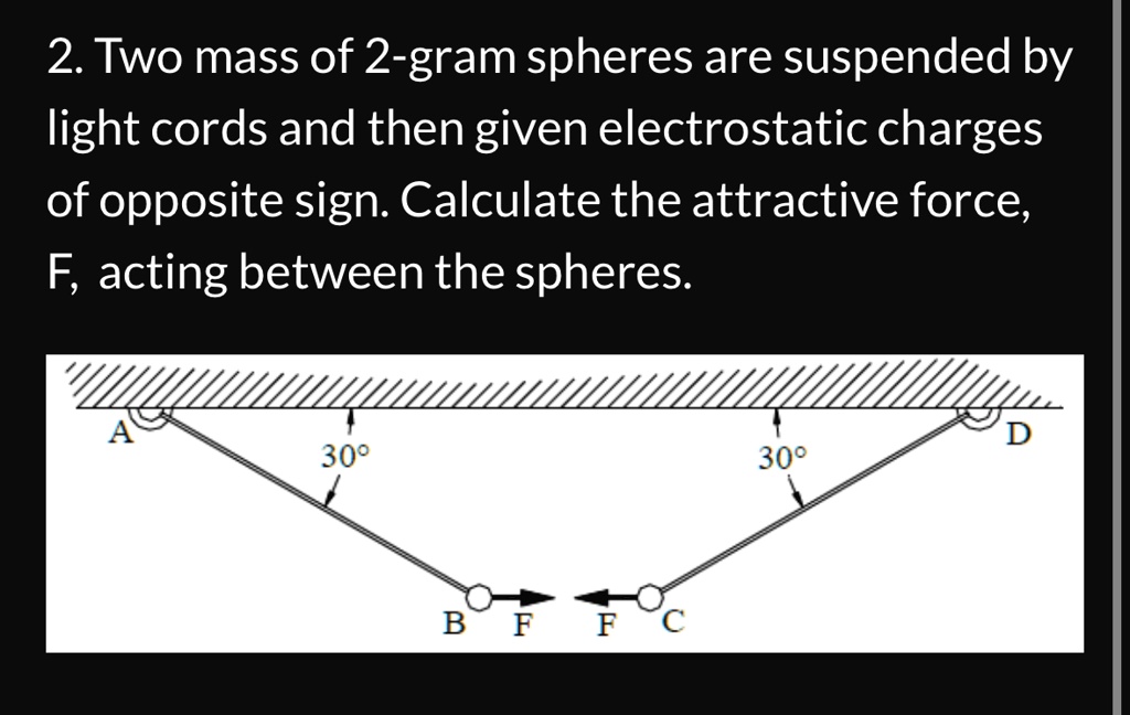 2. Two mass of 2-gram spheres are suspended by light cords and then ...