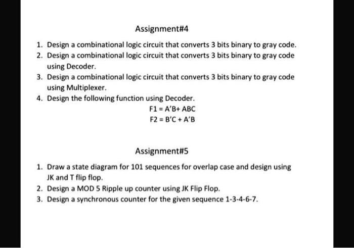 SOLVED: Can you solve it with paper and do the design by drawing? Assignment #4 1. Design a ...