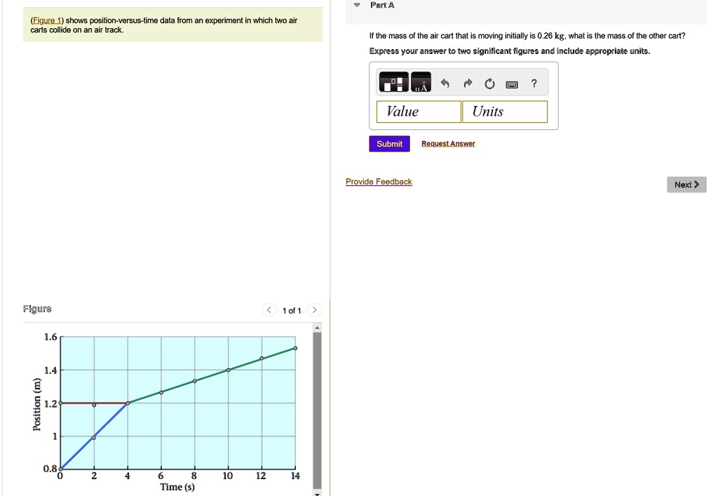 (Figure 1) shows position-versus-time data from an experiment in which two air carts collide on ...