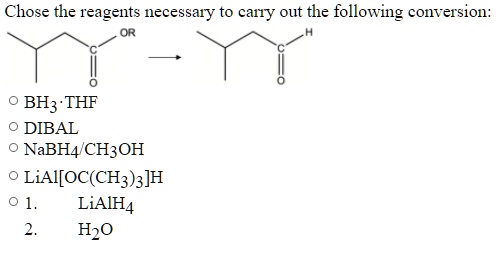 SOLVED: Chose the reagents necessary to cary out the following ...