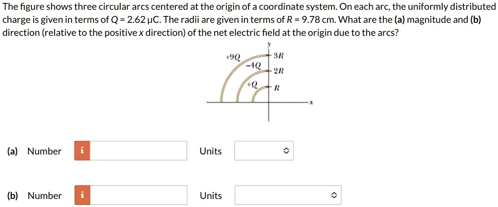 SOLVED: The figure shows three circular arcs centered at the origin of a coordinate system. On ...