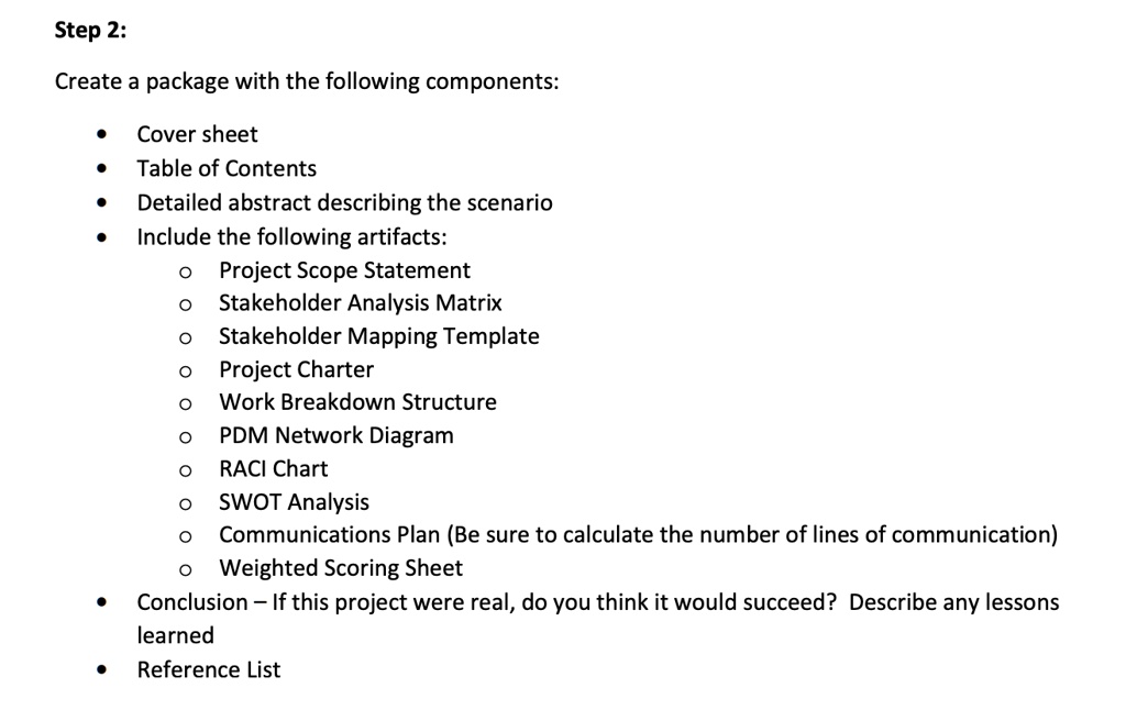 SOLVED:Step 2: Create a package with the following components: Cover ...
