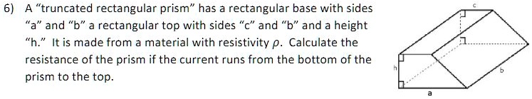 a truncated rectangular prism has a rectangular base with sides a and b ...
