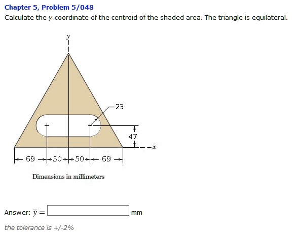SOLVED: Chapter 5, Problem 5/048 Calculate the y-coordinate of the ...