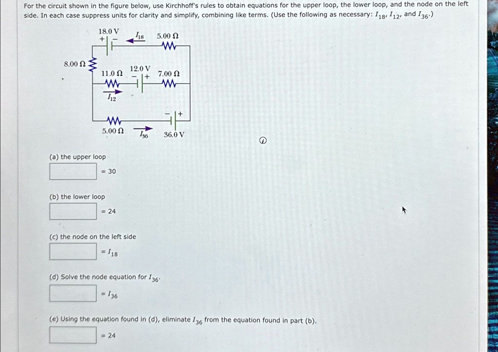 For the circuit shown in the figure below, use Kirchhoff's rules to obtain equations for the ...