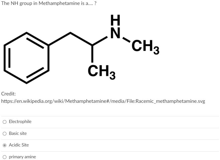 The NH group in Methamphetamine is a...? Is it CH3 CH3?