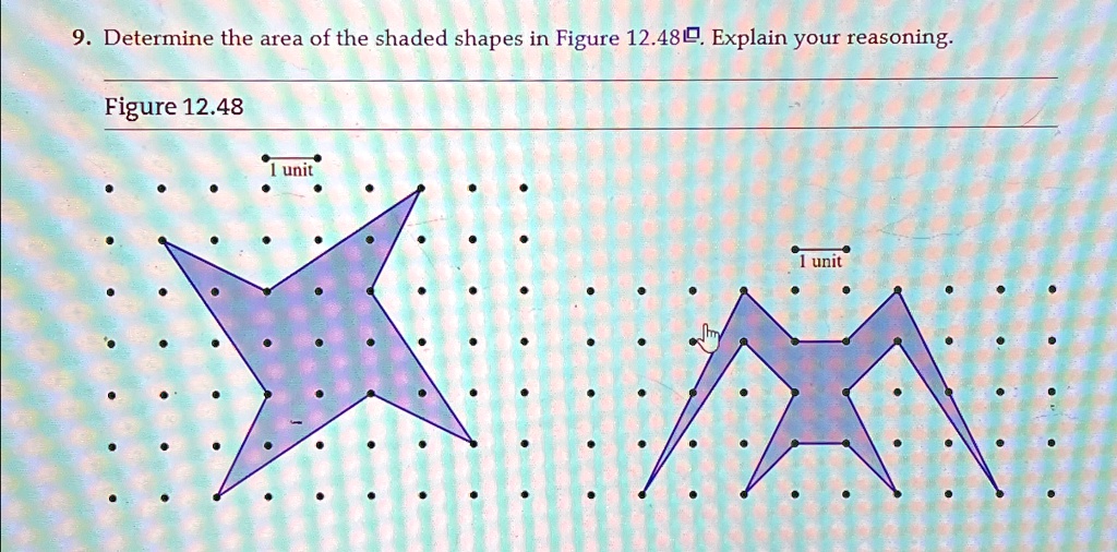 9. Determine the area of the shaded shapes in Figure 12.48. Explain ...