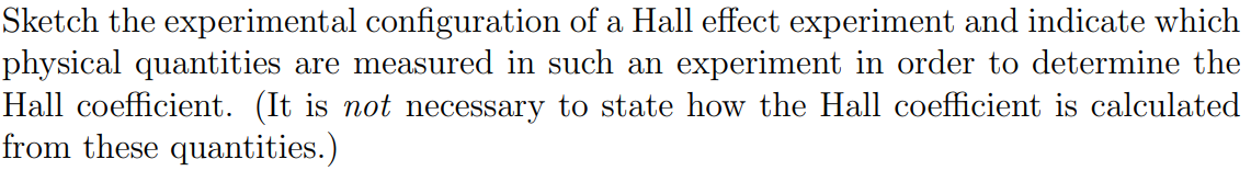 SOLVED: Sketch the experimental configuration of a Hall effect ...