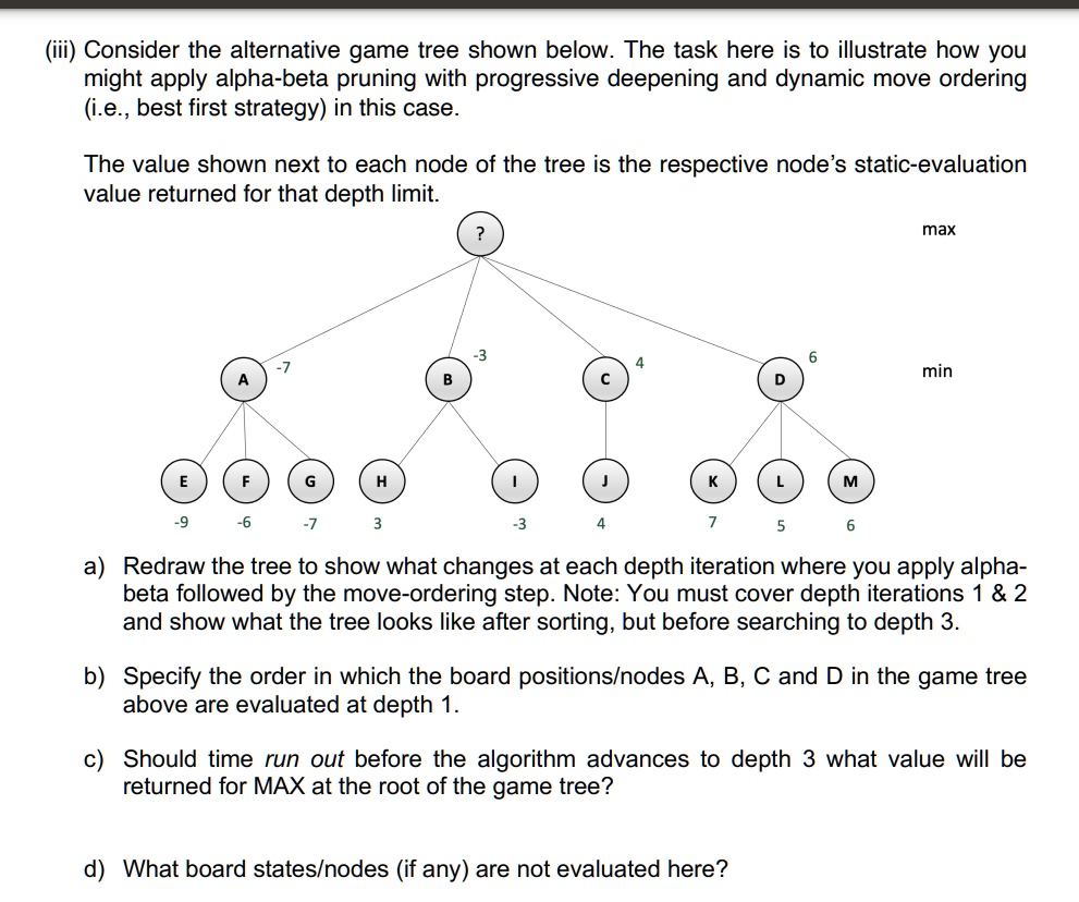 iii consider the alternative game tree shown below the task here is to illustrate how you might ...
