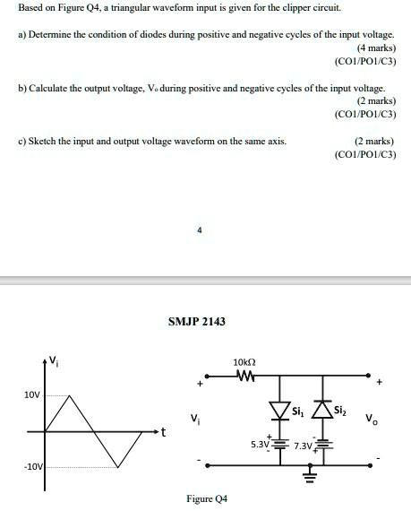 Solved Based On Figure Q4 A Triangular Waveform Input Is Given For The Clipper Circuit A