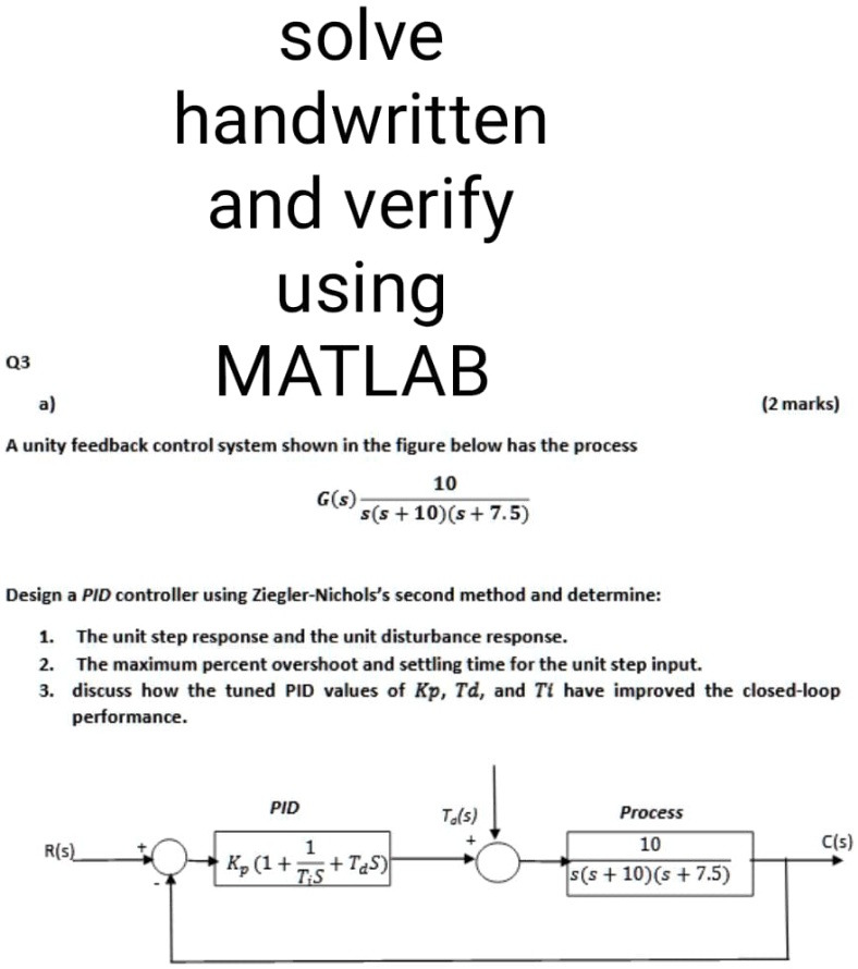 Solved Solve Handwritten And Verify Using Matlab 03 2 Marks A Unity Feedback Control System 