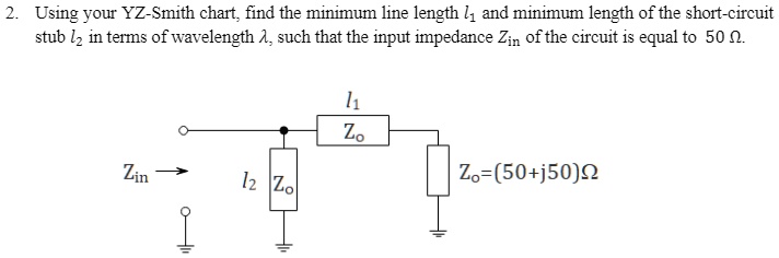 SOLVED: Using your YZ-Smith chart, find the minimum line length l and minimum length of the ...
